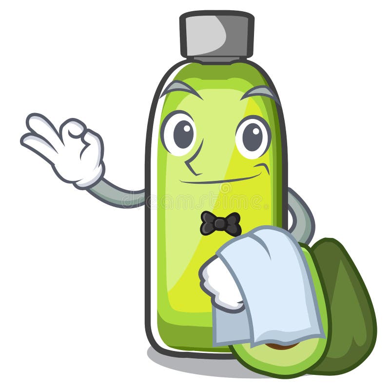 Waiter Avocado Oil in the Bottol Cartoons Stock Vector - Illustration ...
