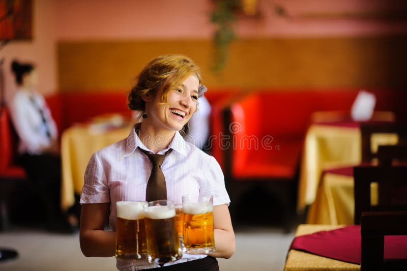 Waiter with beer stock image. Image of brown, happy, innkeeper - 31448349