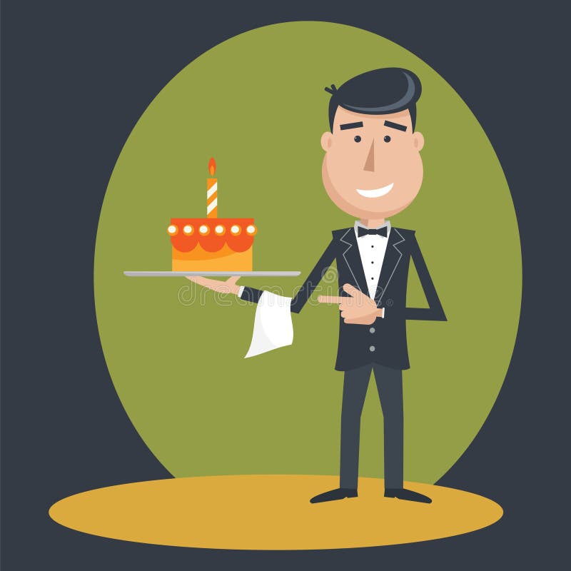 Birthday Cake Waiter Stock Illustrations – 163 Birthday Cake Waiter ...