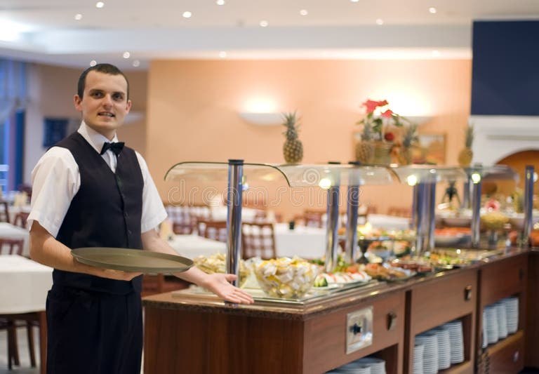 Waiter and buffet stock image. Image of dishes, luxurious - 4376207