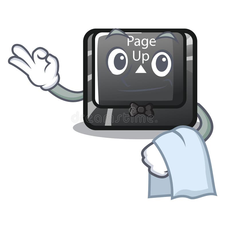 Waiter Button Page Up on Computer Cartoon Stock Vector - Illustration ...