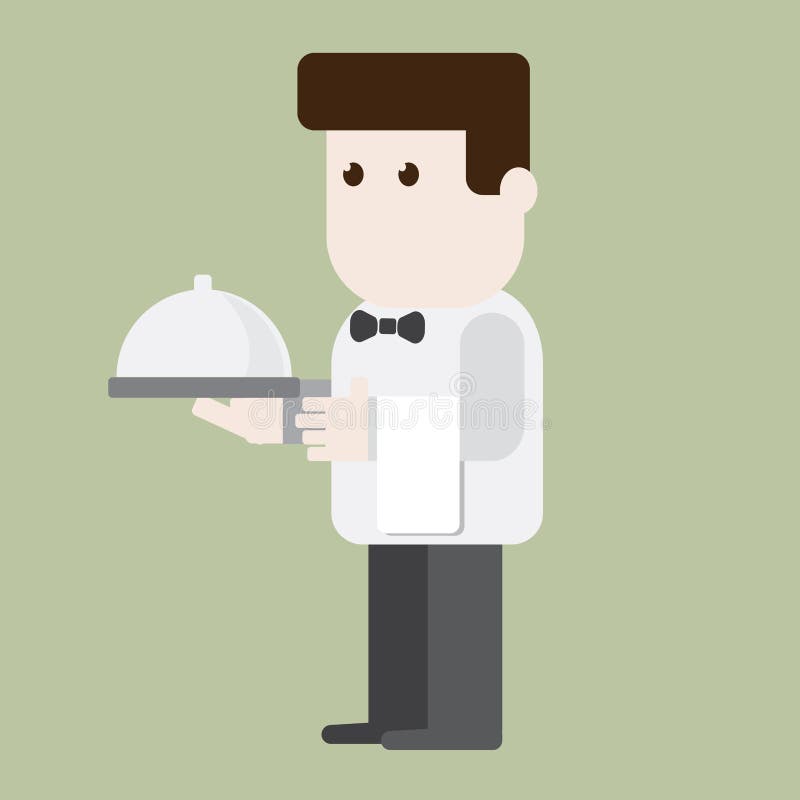 Waiter Character Ready To Server Stock Vector - Illustration of ...