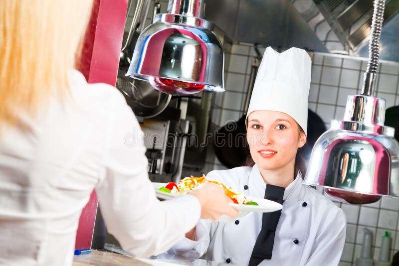 Waiter And Chef In Restaurant Stock Photo - Image of waiter, cook ...