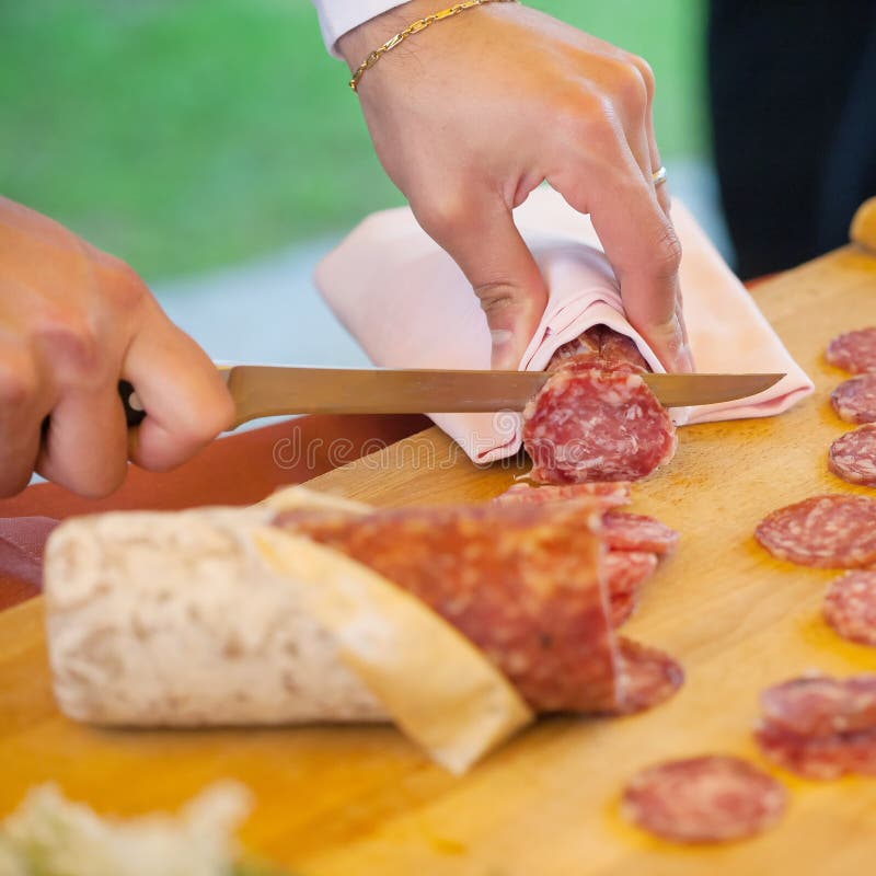 Cut salami stock image. Image of good, catering, meat - 31917827