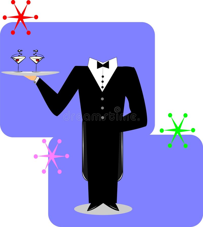 Waiter in formal attire stock vector. Illustration of gloves - 20850557
