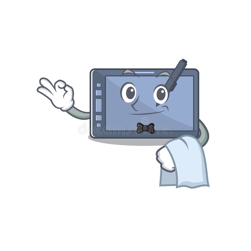 Waiter Graphic Tablet Isolated in the Cartoon Stock Vector ...