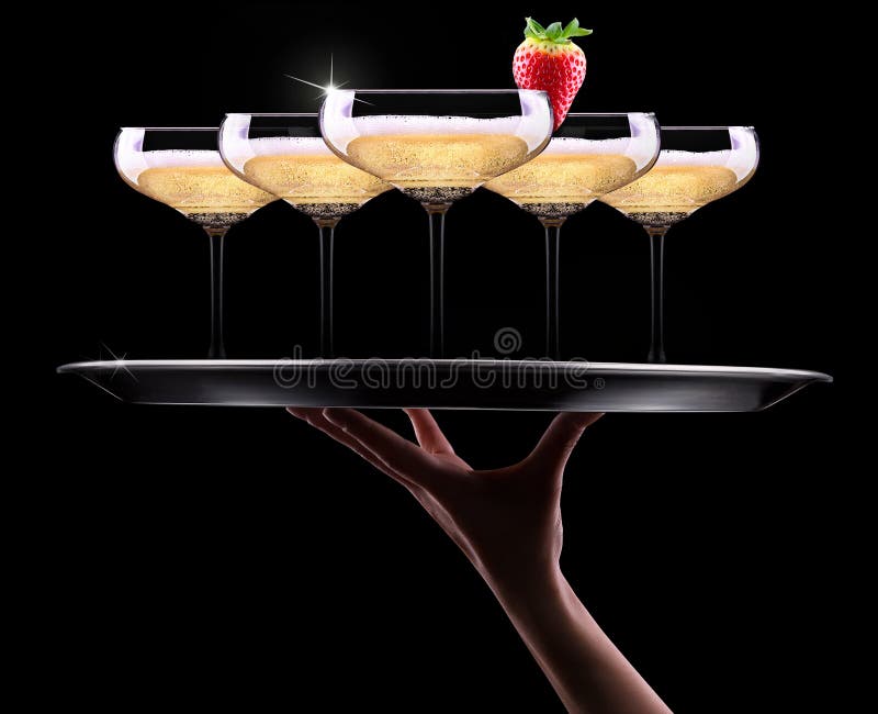 Waiter Hand and Tray with Beer Stock Photo - Image of bubble, foam ...