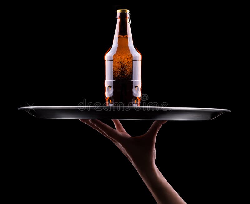 Waiter Hand and Tray with Beer Stock Image - Image of glassware ...