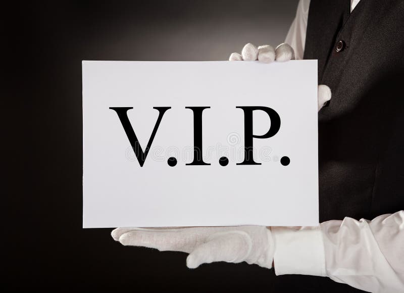 Waiter Holding Board with the Text Vip Stock Image - Image of bowtie ...