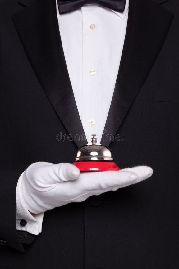 Waiter Holding a Service Bell. Stock Photo - Image of holding, people ...