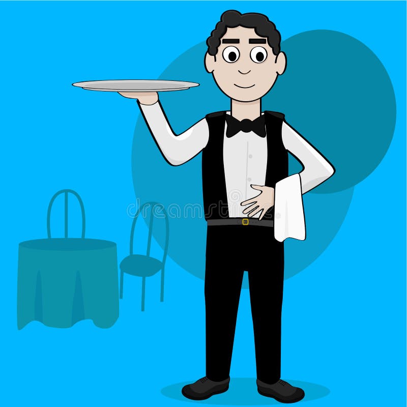 Waiter holding tray stock vector. Illustration of male - 28036962 Waiter holding tray stock vector. Illustration of male - 28036962