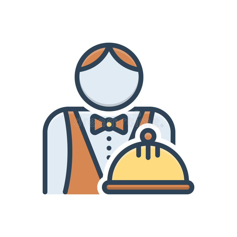Color Illustration Icon for Waiter, Hotel Service and Professional ...