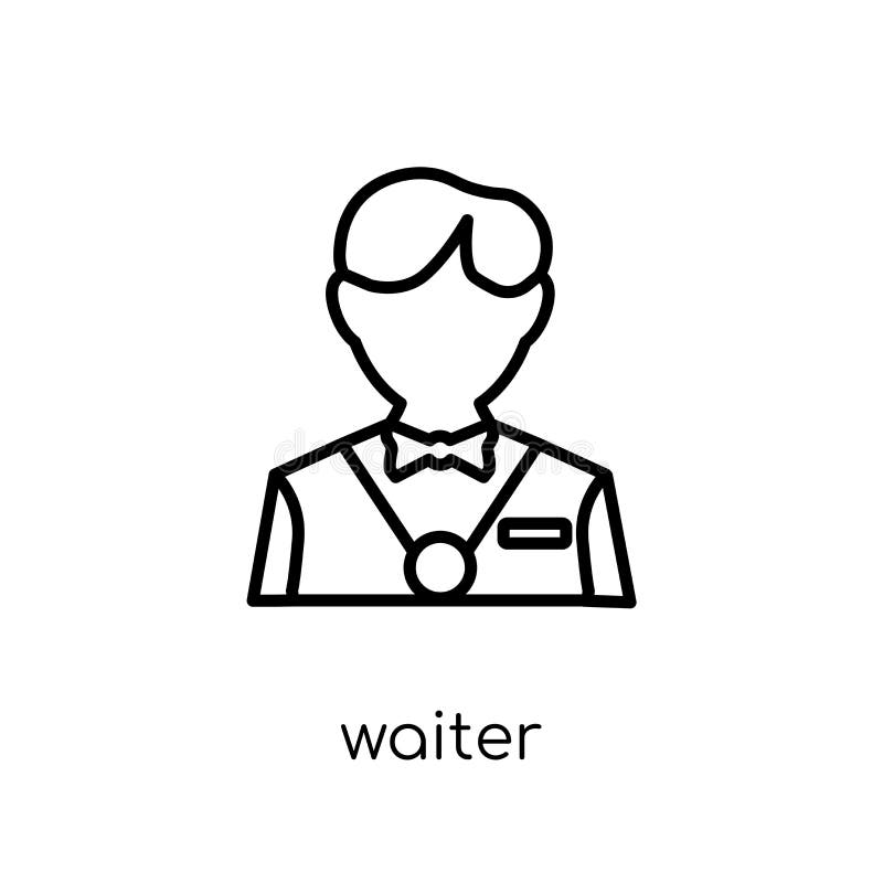 Waiter Icon Vector Isolated on White Background, Waiter Sign , Line and ...