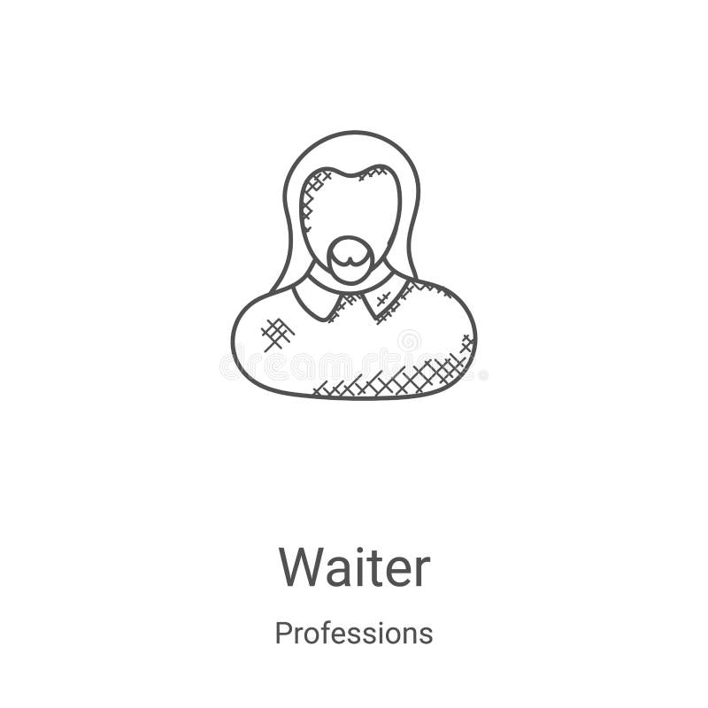 Waiter Icon Vector from Professions Collection. Thin Line Waiter ...
