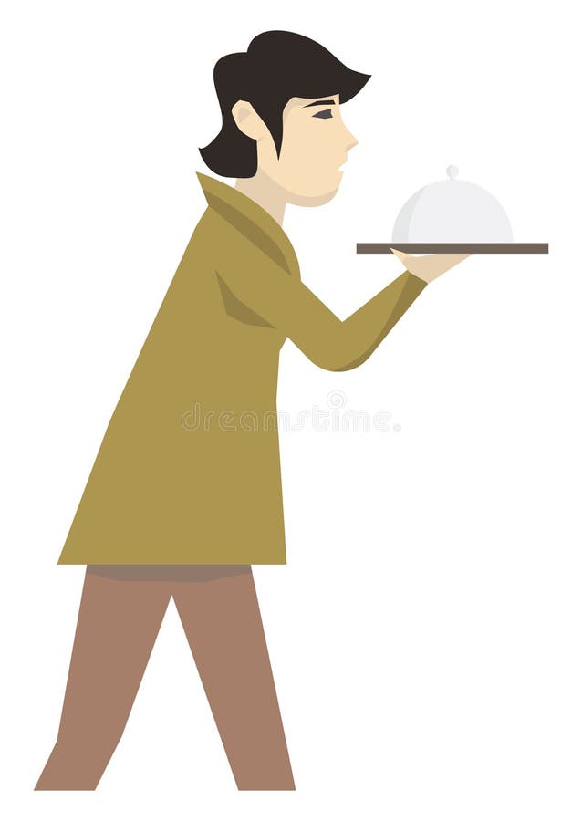 Waiter illustration stock vector. Illustration of food - 112987048
