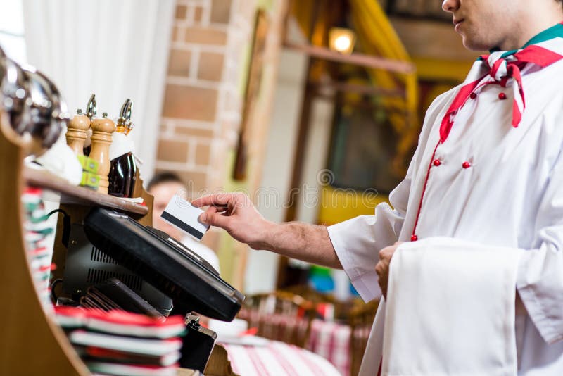 Busy Waiter and Waitresses Working at Bar Stock Image - Image of diner ...