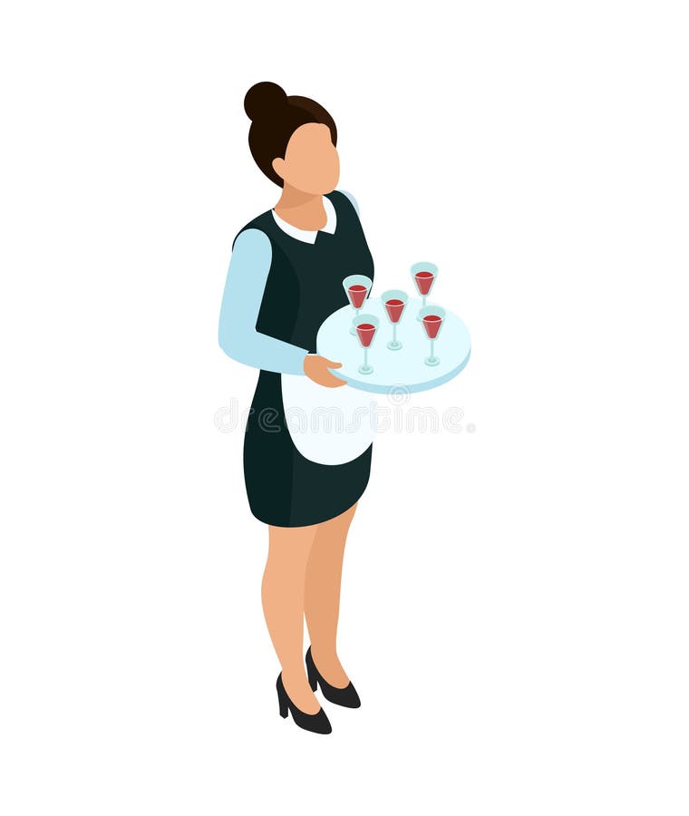 Waiter Isometric Professions Composition Stock Vector - Illustration of ...