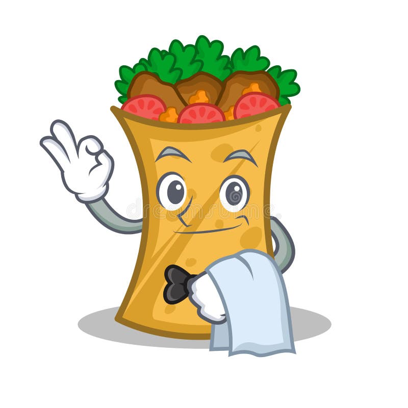 Waiter Kebab Wrap Character Cartoon Stock Vector - Illustration of ...
