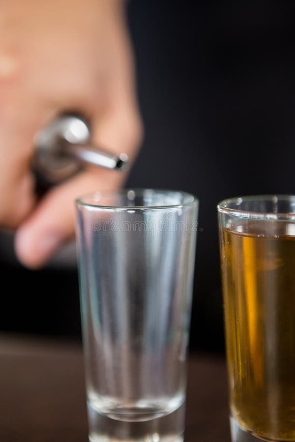Waiter Making Shots at Bar Counter Stock Image - Image of alcohol ...