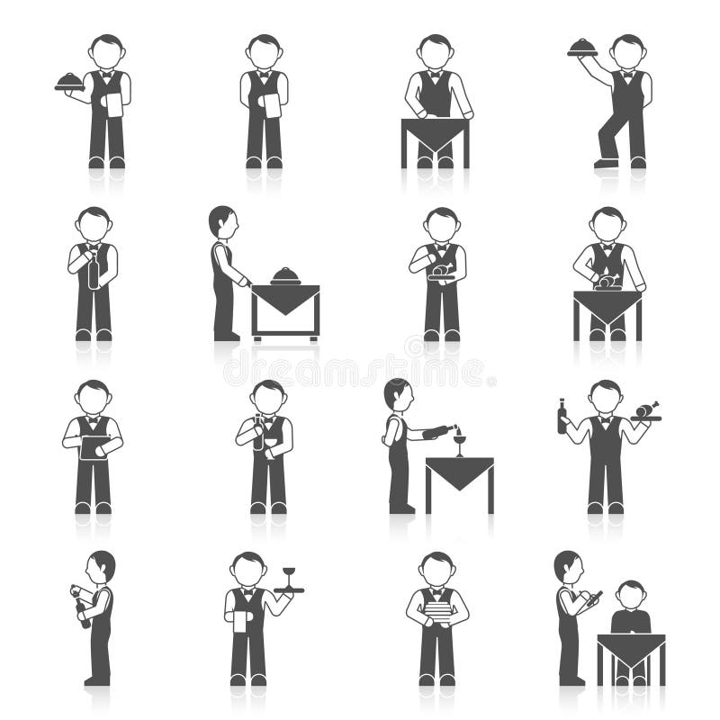 Waiter Man Icon Flat stock vector. Illustration of hold - 48896779