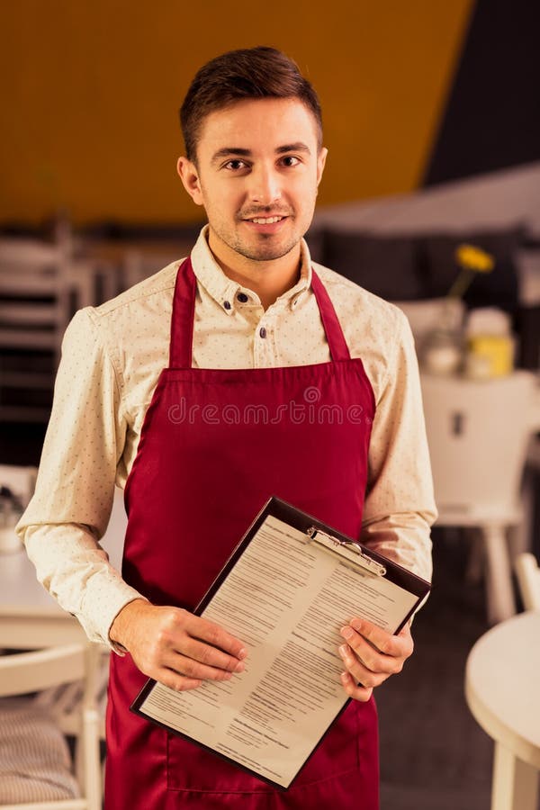 Waiter and menu stock photo. Image of vertical, hold - 67106448