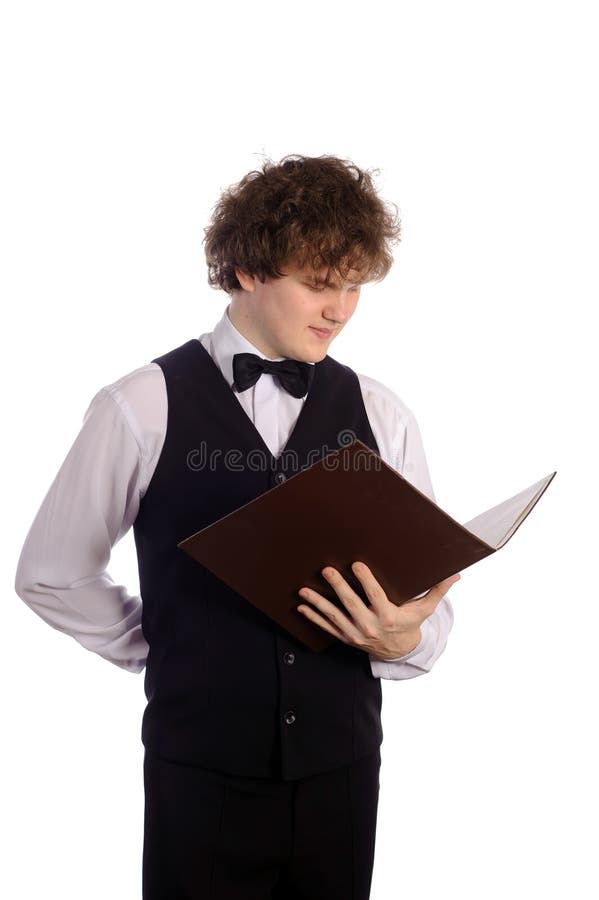 Waiter with menu stock photo. Image of menu, service - 37473076