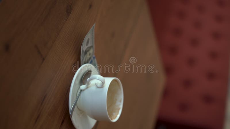 Waiter Removing Dirty Cups from the Tables in Restaurant. Stock Footage ...