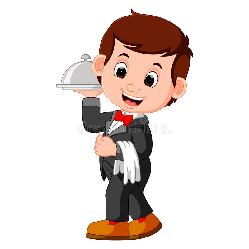 Waiter in Restaurant Cartoon Illustration Stock Vector - Illustration ...