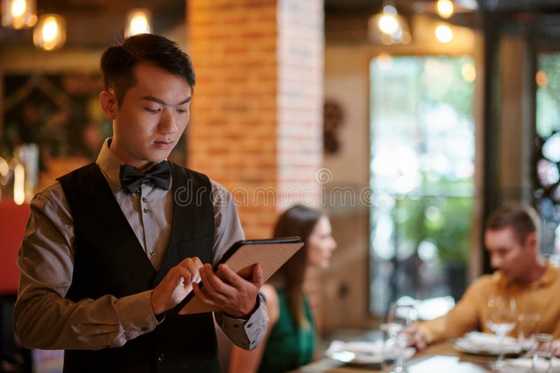 Restaurant Waiter Writing Order Details Stock Image - Image of manu ...
