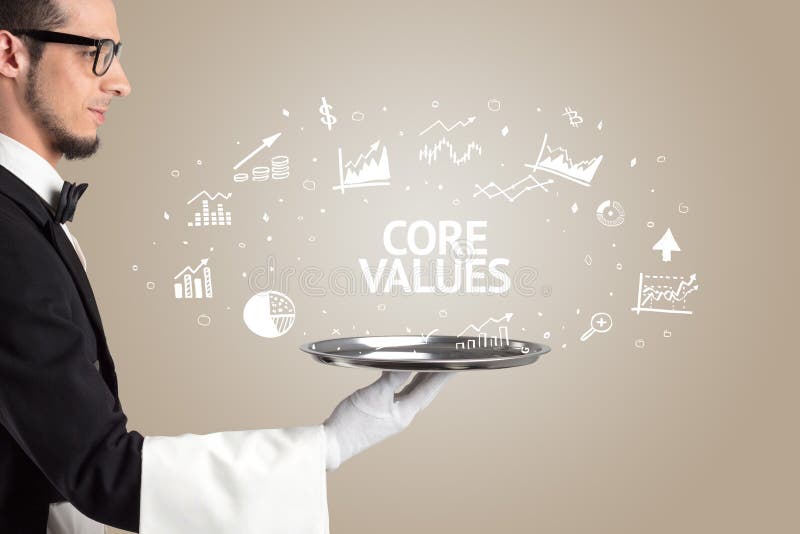 Waiter Serving Business Idea Concept Stock Illustration - Illustration ...