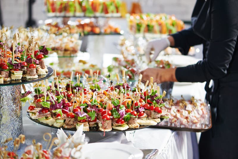 Waiter Serving Catering Table Stock Photo - Image of catering, hand ...