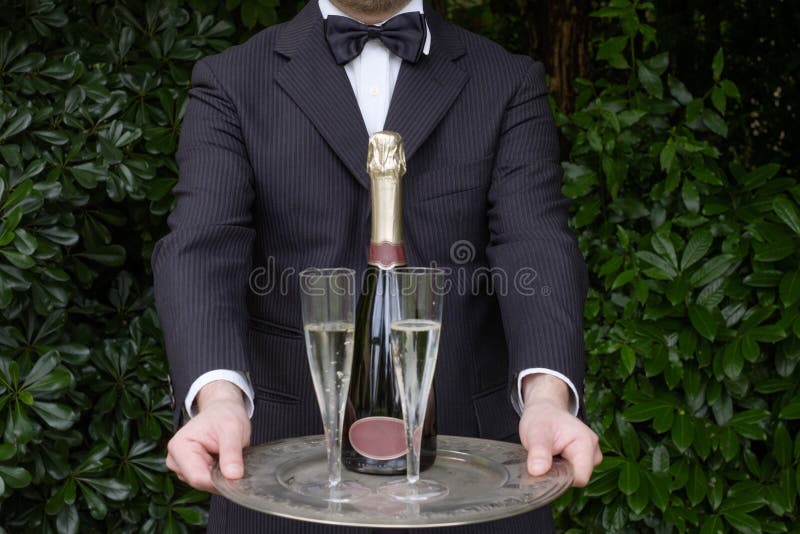 Waiter serving champagne stock image. Image of buffet - 87344193