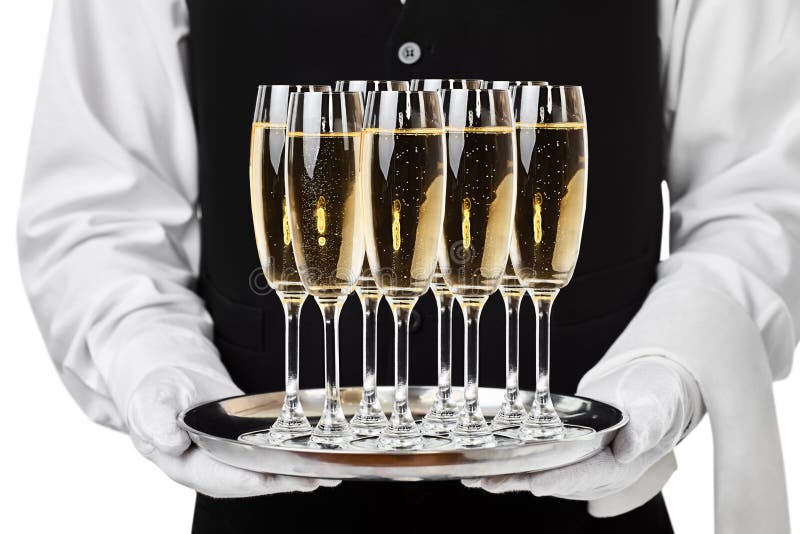 Party Serving Tray with Sparkling Champagne Stock Photo - Image of ...