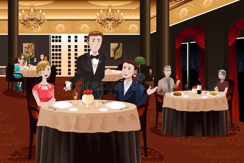 Restaurant Waiter Serving Clipart