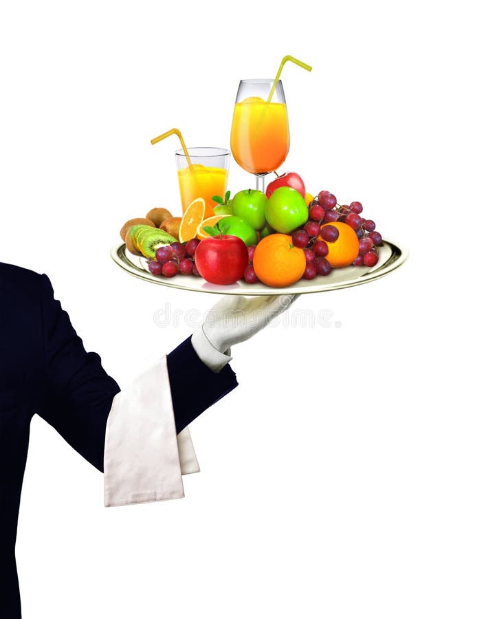 Waiter Serving Fruits and Orange Juice Stock Image - Image of drinks ...