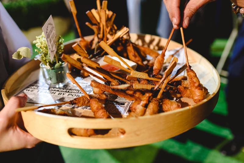 Waiter Serving Snacks during a Wedding Stock Image - Image of glass ...