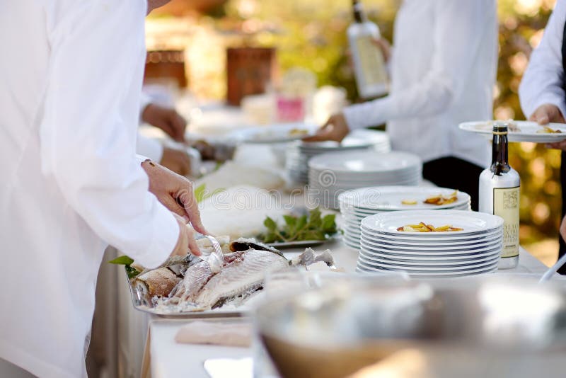 Waiter Serving a Tasty Fish Stock Image - Image of leisure, festive ...