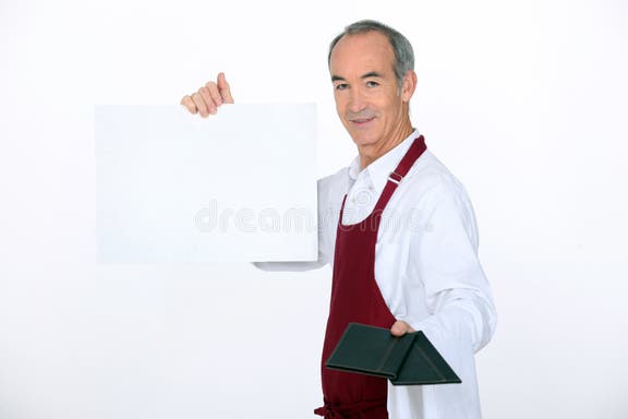 Waiter showing the menu stock photo. Image of menu, designating - 35734318