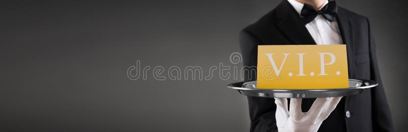 Waiter Showing Vip Text on Banner Stock Photo - Image of showing ...
