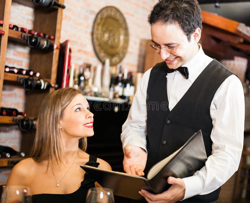 Chinese Waiter Serving Dinner in Elegant Restaurant or Hotel Stock ...