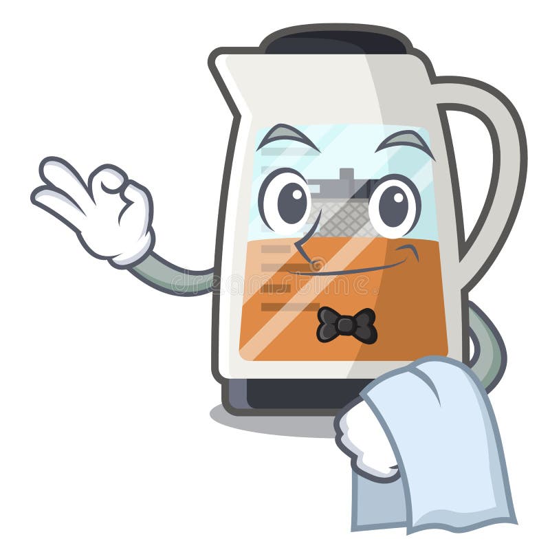 Waiter Tea Maker is Served in Cartoon Bottle Stock Vector ...
