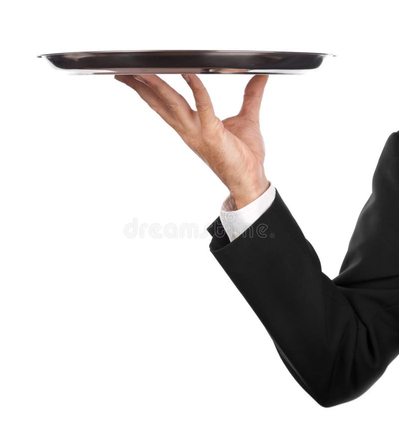 Waiter with tray stock photo. Image of hold, silver, suit - 11253578