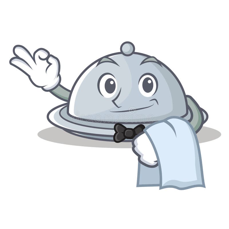 Waiter Tray Character Cartoon Style Stock Vector - Illustration of ...