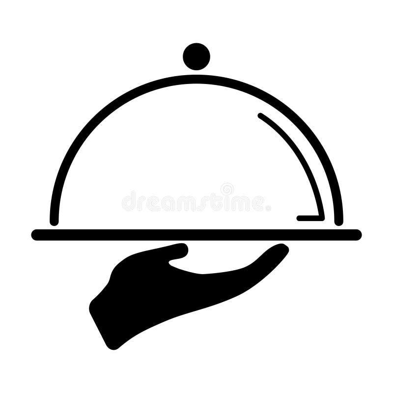 Waiter Tray Shadow Icon, Dish Menu Restaurant Web Symbol, Lunch Design ...