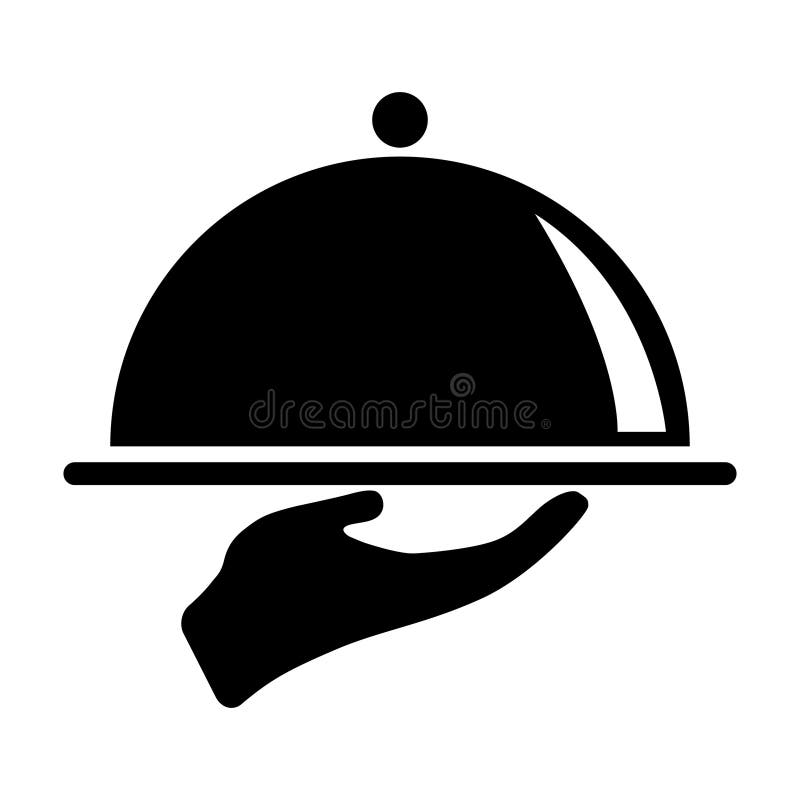 Waiter Tray Icon, Dish Menu Restaurant Web Symbol, Lunch Design Vector ...