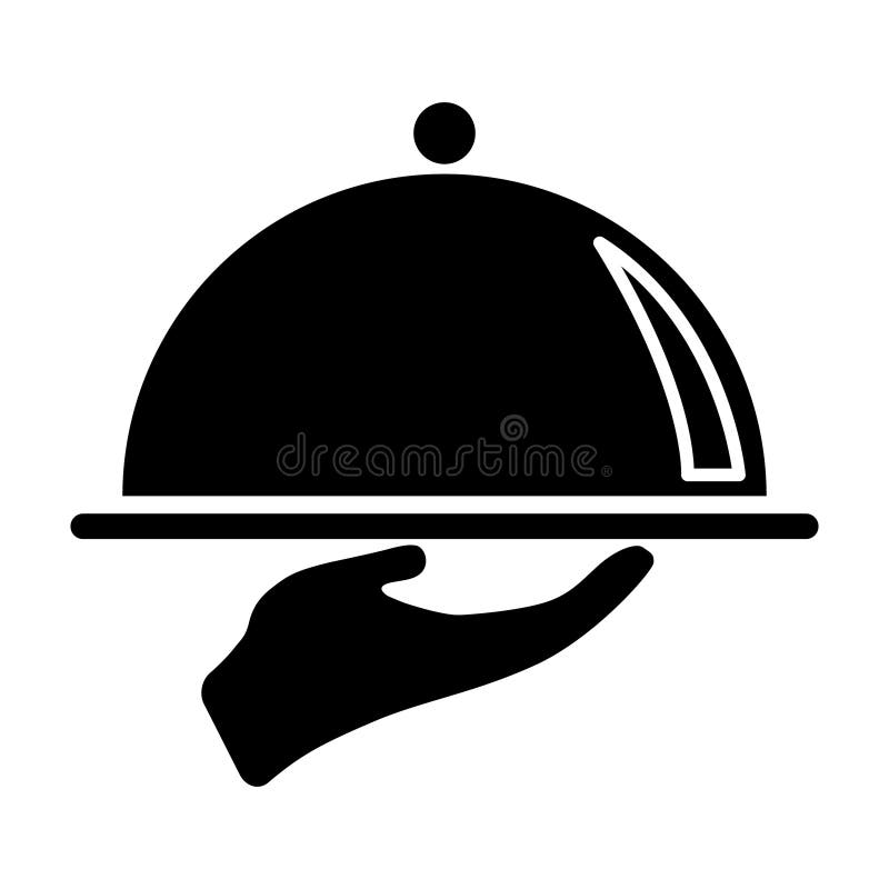 Waiter Tray Shadow Icon, Dish Menu Restaurant Web Symbol, Lunch Design ...