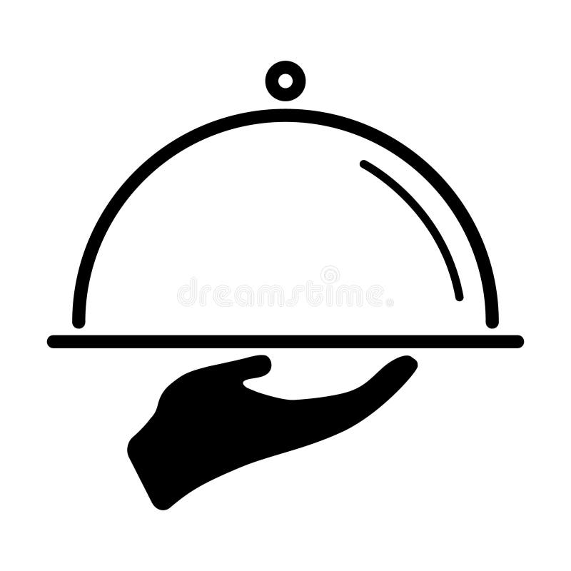 Waiter Tray Icon, Dish Menu Restaurant Web Symbol, Lunch Design Vector ...