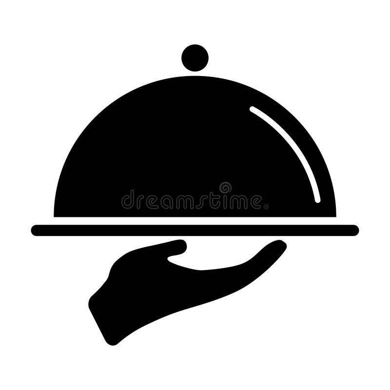 Waiter Tray Icon, Dish Menu Restaurant Web Symbol, Lunch Design Vector ...