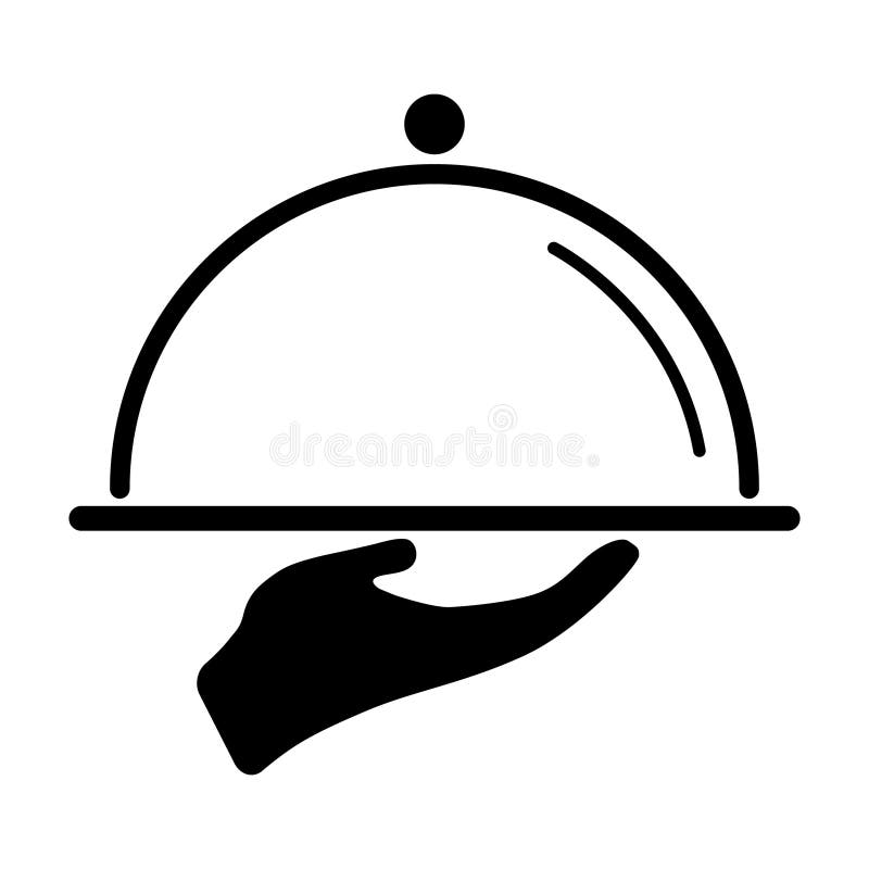 Waiter Tray Icon, Dish Menu Restaurant Web Symbol, Lunch Design Vector ...