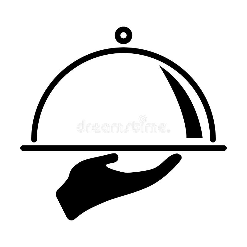 Waiter Tray Icon, Dish Menu Restaurant Web Symbol, Lunch Design Vector ...